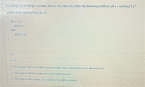 Solved Assuming Y Is An Integer Variable What Is The Value