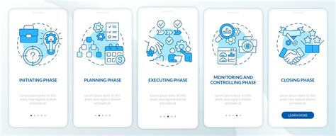 Phases Of Project Management Blue Onboarding Mobile App Screen
