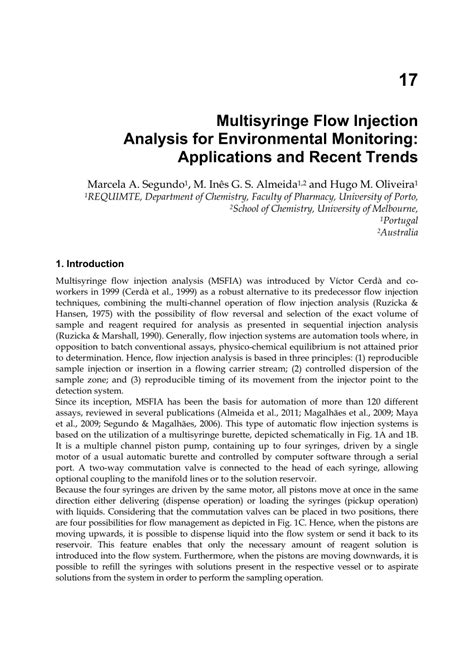 Pdf Multisyringe Flow Injection Analysis For Environmental Monitoring