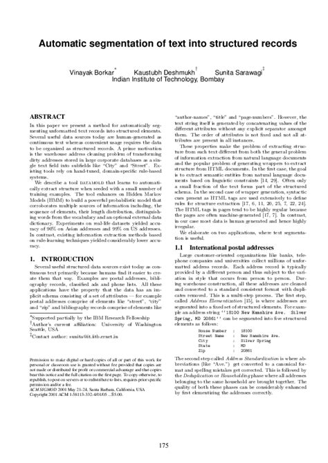 Pdf Automatic Segmentation Of Text Into Structured Records