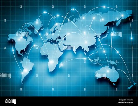 Background Digital Image Of World Map With Connection Lines Stock Photo