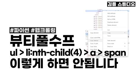 파이썬 beautifulsoup css selector 이렇게 사용하면 안 되는 이유 youtube