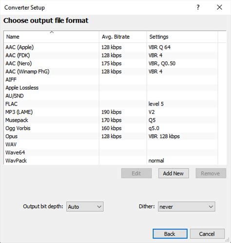 File Foobar2000 Converter Setup Choose Output File Format Png Hydrogenaudio Knowledgebase