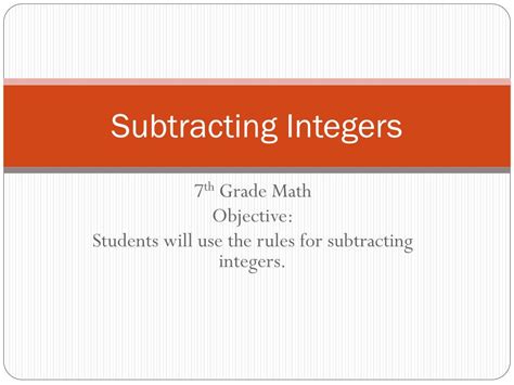PPT Subtracting Integers PowerPoint Presentation Free Download ID