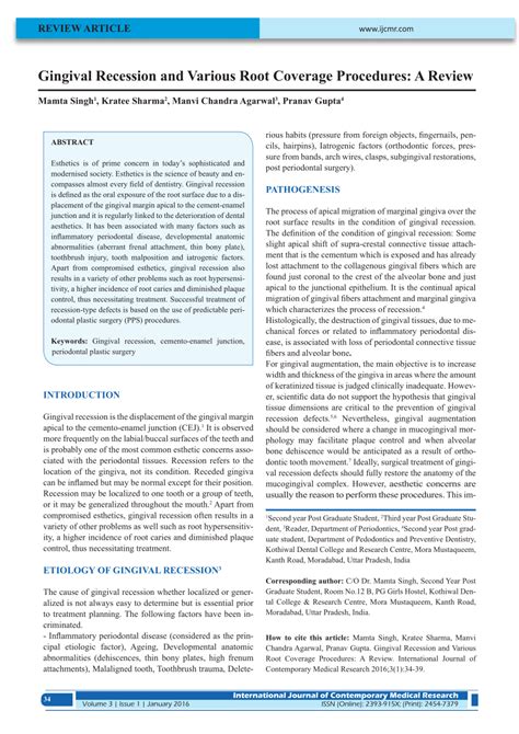 Pdf Gingival Recession And Various Root Coverage Procedures A Review