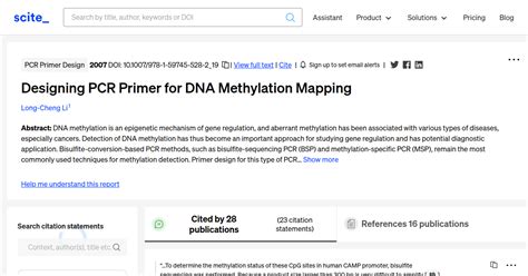 Designing Pcr Primer For Dna Methylation Mapping Scite Report
