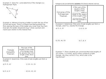 Pythagorean Theorem Converse Interactive Notebook Foldable Notes