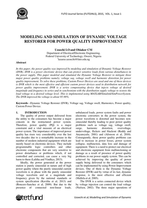 pdf modeling and simulation of dynamic voltage restorer for power