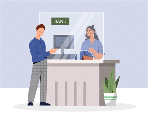 Premium Vector Bank Teller Concept Man And Woman Near Plastic