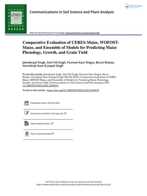 Comparative Evaluation Of Ceres Maize Wofost Maize And Ensemble Of