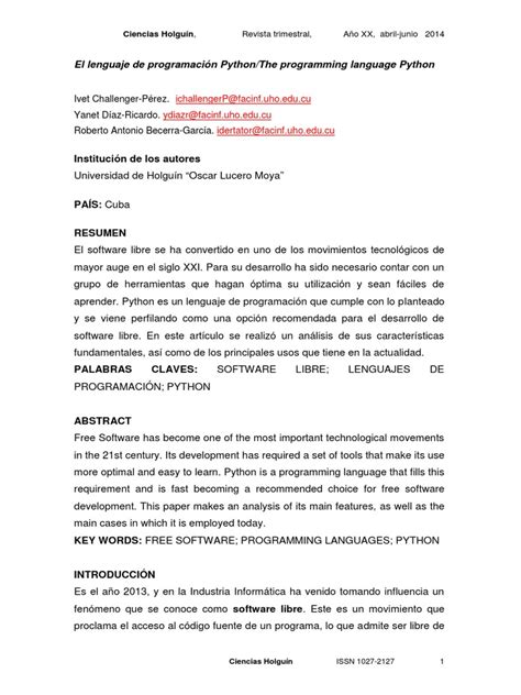 El Lenguaje De Programación Python Pdf Pdf Python Lenguaje De Programación Entorno De