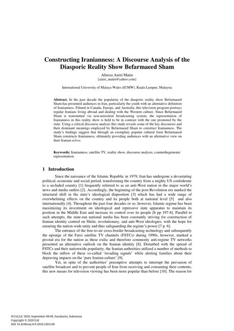 Pdf Constructing Iranianness A Discourse Analysis Of The Diasporic