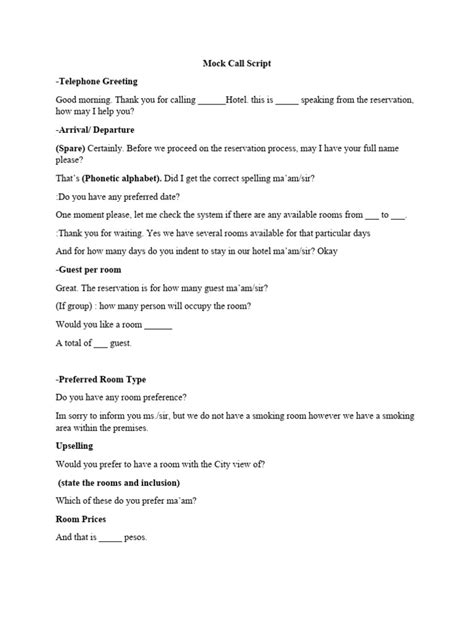 Mock Call Script 2 Pdf