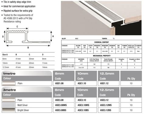 Aluminium Step Edge Trim 3m Online Tilers Store