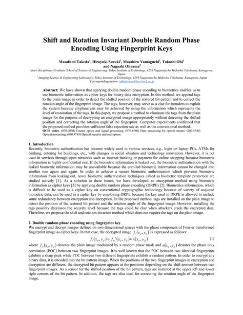Pdf Shift And Rotation Invariant Double Random Phase Encoding Using