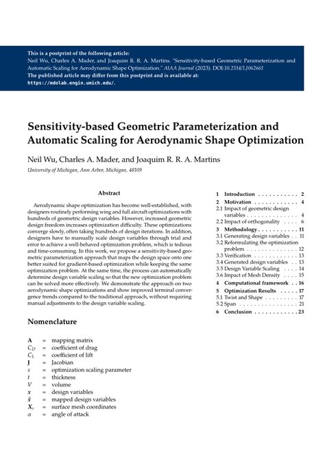 pdf sensitivity based geometric parametrization and automatic scaling