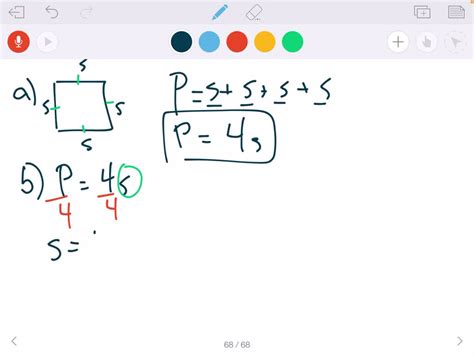 Solved A The Length Of Each Side Of A Square Is S Write A Formula For The Perimeter Of The