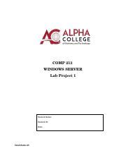 COMP Lab Project A Window Docx COMP WINDOWS SERVER Lab Project Babe Name