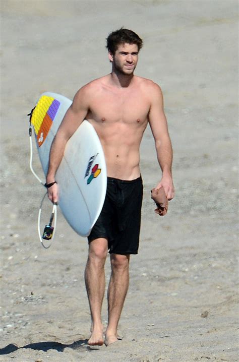 Liam Hemsworth On The Beach Buff Male Celebs