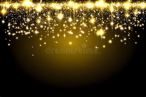 Golden Sparkling Lights And Shimmering Particles Cascading Down On A Dark Background Creating A