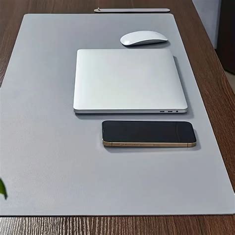 6030cm 크기의 중간 크기의 회색 표면 가짜 가죽 마우스 패드 스티치 처리된 가장자리 컴퓨터 마우스 패 Temu Republic Of Korea