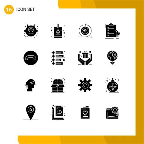 16 Thematic Vector Solid Glyphs And Editable Symbols Of Handset Clipboard Modern List Check