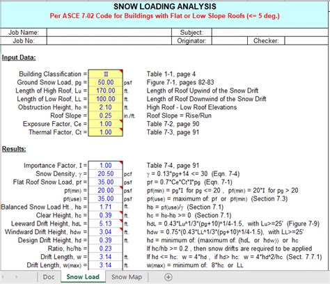 Snow Loading Analysis Excel Sheets