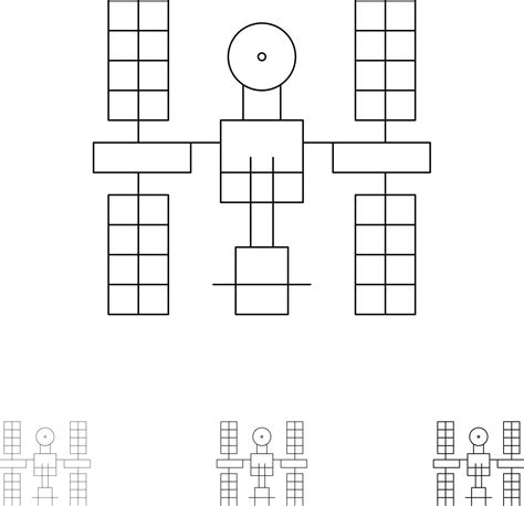 Complex Orbital Platform Satellite Space Bold And Thin Black Line Icon Set 19107226 Vector Art