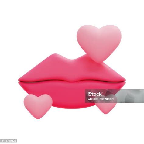 하트 아이콘 벡터가 있는 3d 입술입니다 여성용 셰이프 립 3d 사랑과 로맨스 개념 아름다운 입술 아름다움 빨간 립스틱 화장품 흰색 배경에 격리 3d 키스 아이콘 벡터