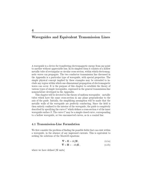 Waveguides And Equivalent Transmission Lines Pdf Transmission Line