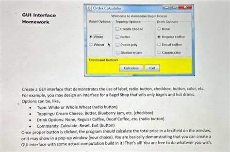 solved gui interface homework create a gui interface that