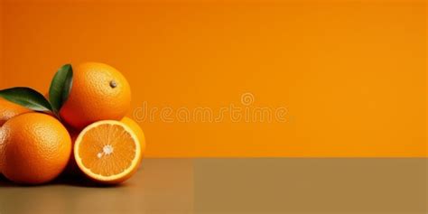 Orange Slice Fruit Organic Green Table Copy Space Blurred Background