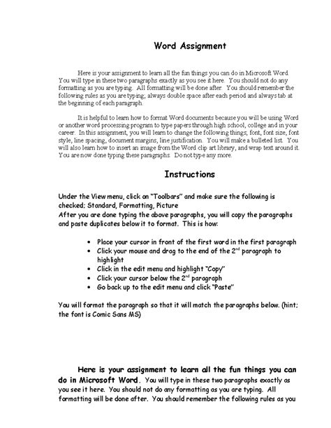Word Assignment Word Assignment Here Is Your Assignment To Learn All The Fun Things You Can Do Word Assignment Word Assignment Here Is Your Assignment To Learn All The Fun Things You Can Do