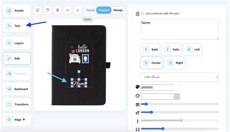 can i add an editable text area onto my products