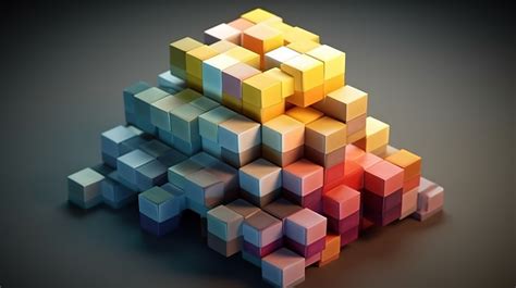 Expanding Cube In Abstract Isometric Arrangement With 3d Illustration