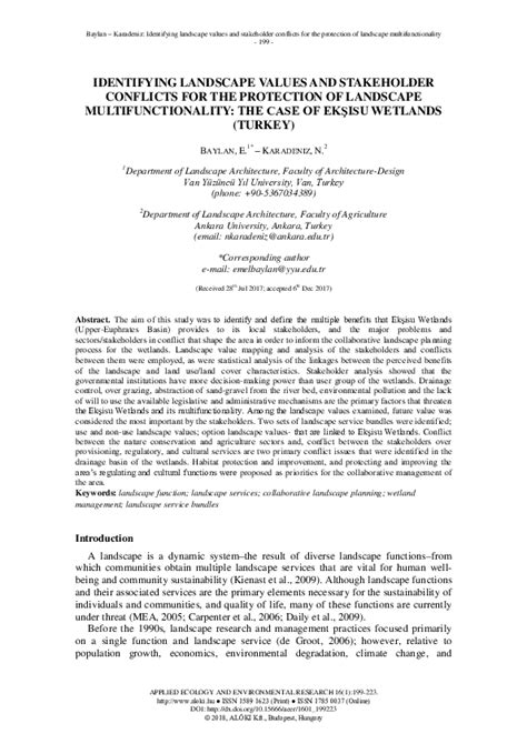 Pdf Identifying Landscape Values And Stakeholder Conflicts For The Protection Of Landscape