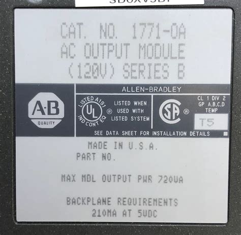 Allen Bradley 1771 Oa Series B 120 Vac Ac Output Module W Swing Arm