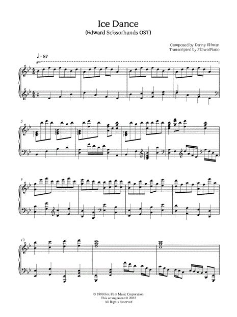 Sibiwolpiano Ice Dance Sheet Music Piano Solo In Bb Major
