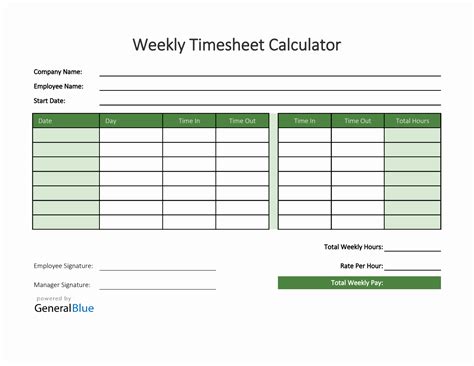 Timesheet Calculator Weekly Time Card Calculator Etsy