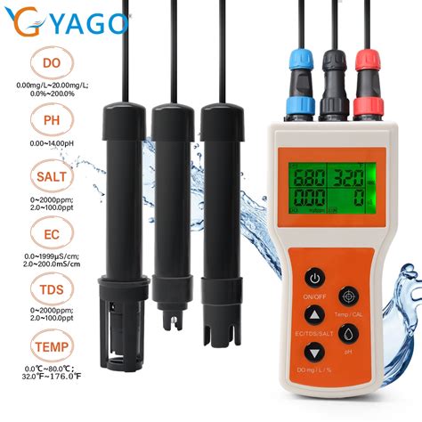 Yago Dissolved Oxygen Meter Yk 100 High Precision Digital Ph Meter 6 In 1 Do Ph Tds Ec Salt Temp