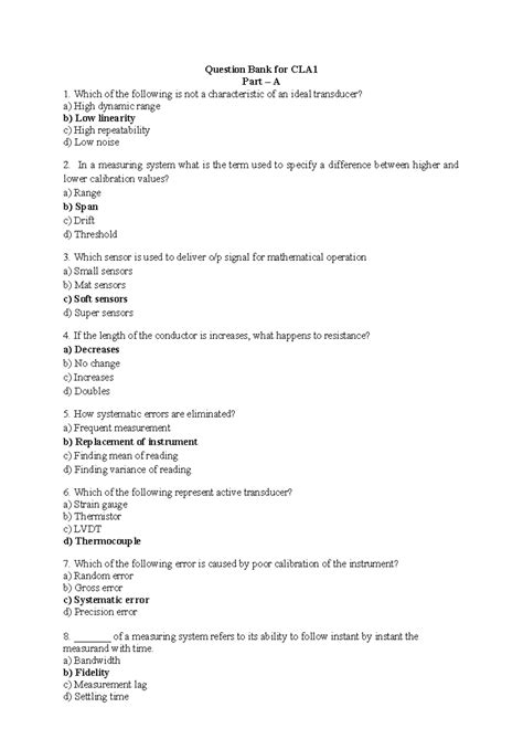 Cla 1 Question Bank Question Bank For Cla Part A Which Of The Following Is Not A