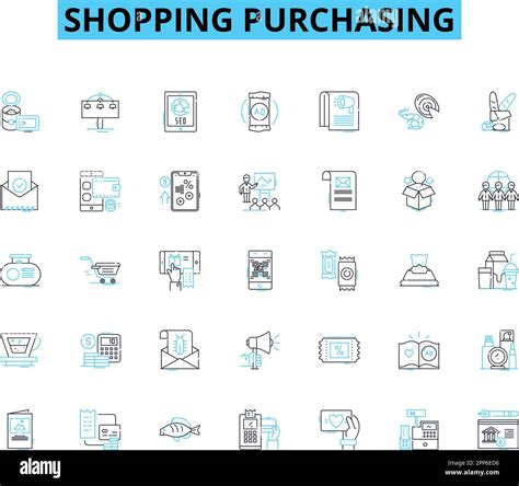 Shopping Purchasing Linear Icons Set Retail Sale Buy Store Mall