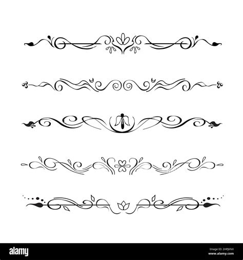 Collection Of Hand Drawn Text Dividers Vignettes Elegant Oriental Victorian Style Separators