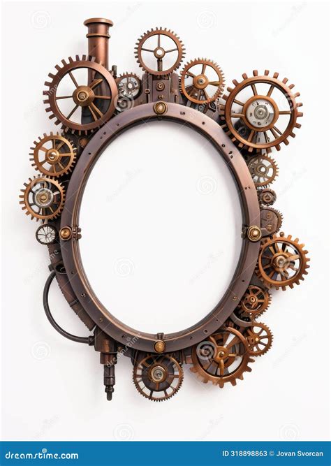 Aged Brass Steampunk Gear Frame With Ornate Details Stock Illustration