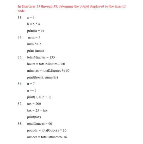 [solved] determine the output displayed by the lines of code using