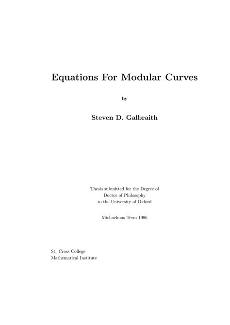 Solution Thesis Equation For Modular Curves Studypool