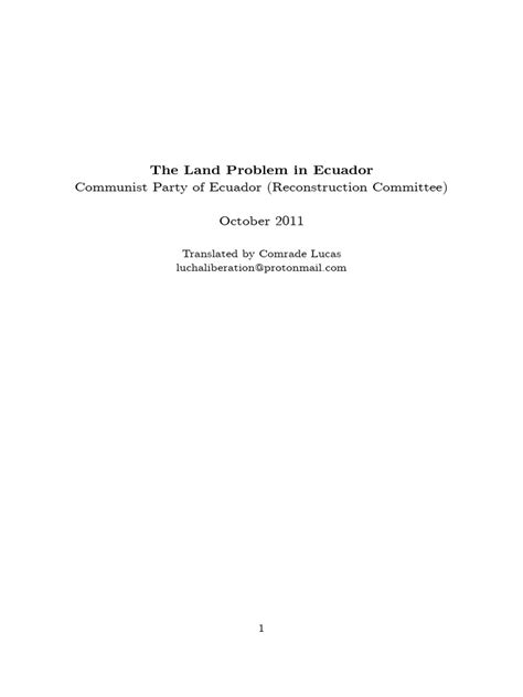 The Land Problem in Ecuador (Problema de La Tierra en El Ecuador) | PDF | Communism | Interest