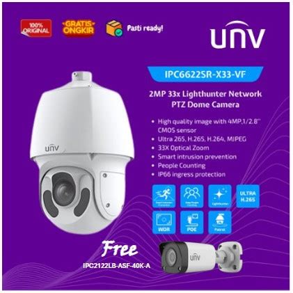 Promo UNV IPC6622SR X33 VF Uniview CCTV 2MP 33x Lighthunter Network PTZ Dome Camera Cicil 0 3x