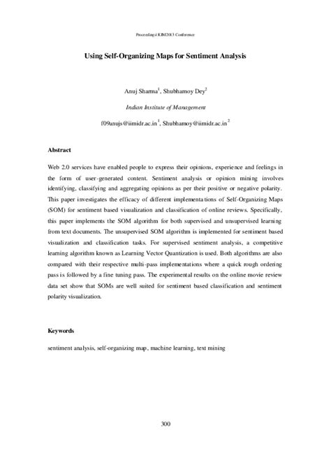 Pdf Using Self Organizing Maps For Sentiment Analysis