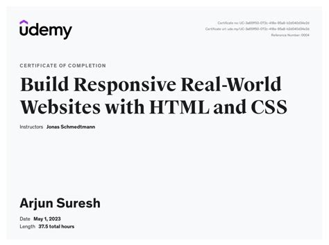 udemy course completion certificate arjun suresh
